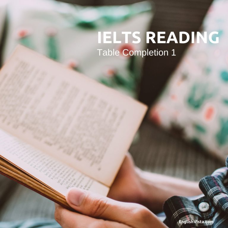 Table Completion Practice 1 - EnglishVista | Free IELTS Test Prep ...